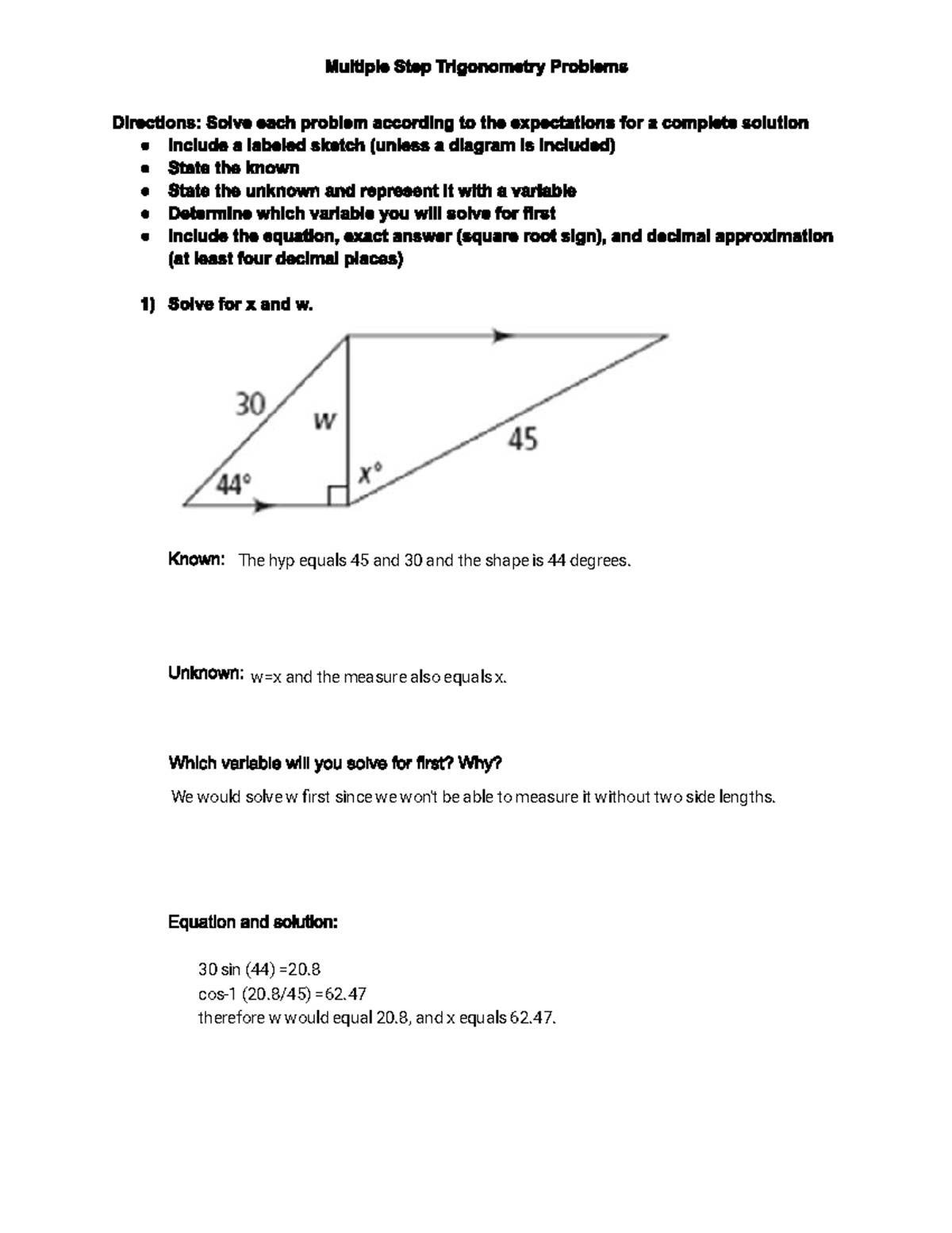 Multi-Step Trigonometric Problems - Abdulla Sami (2022-23) - Studocu