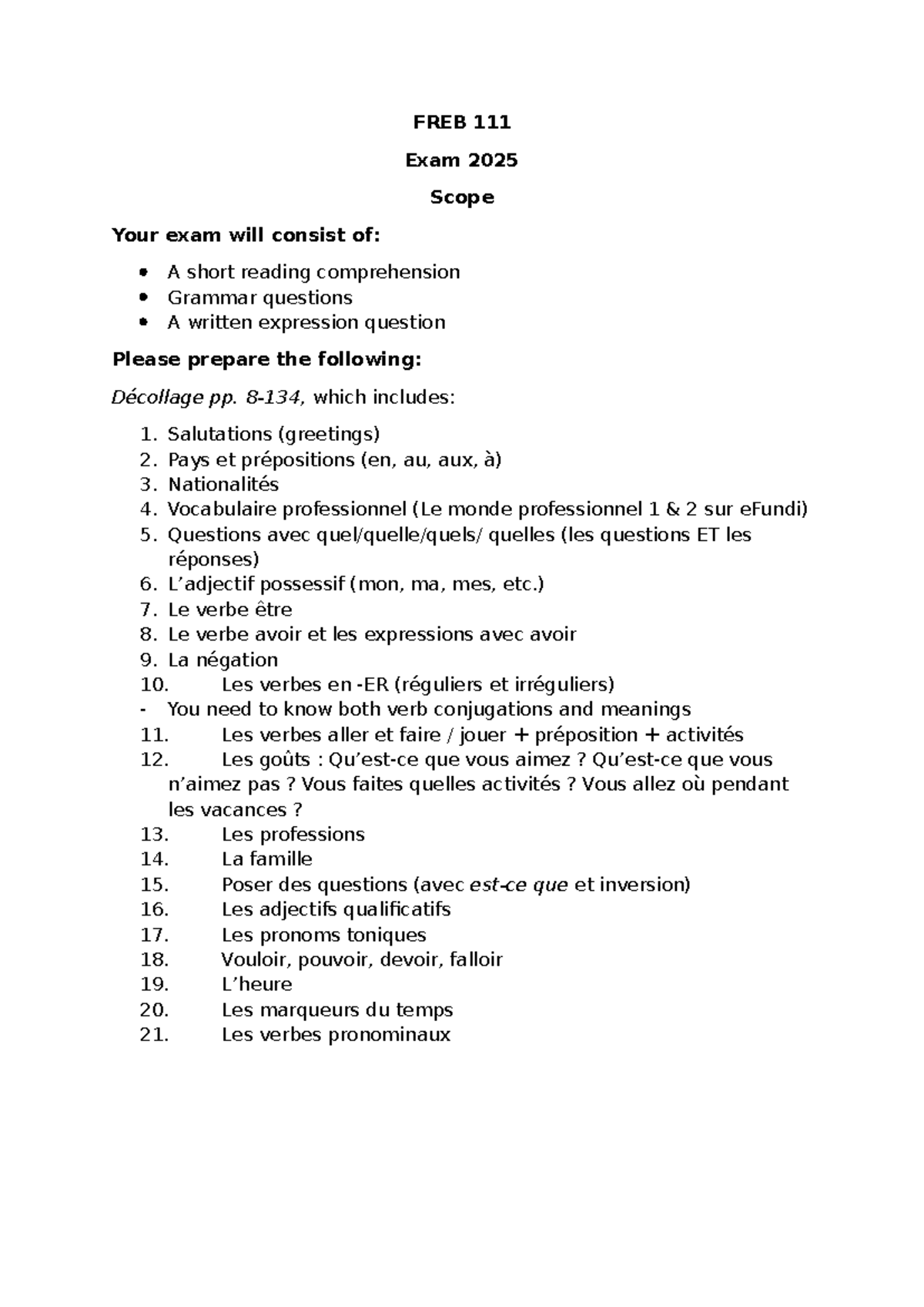 FREB111 Final Exam 2025 Scope: Key Topics and Preparation Guide - Studocu