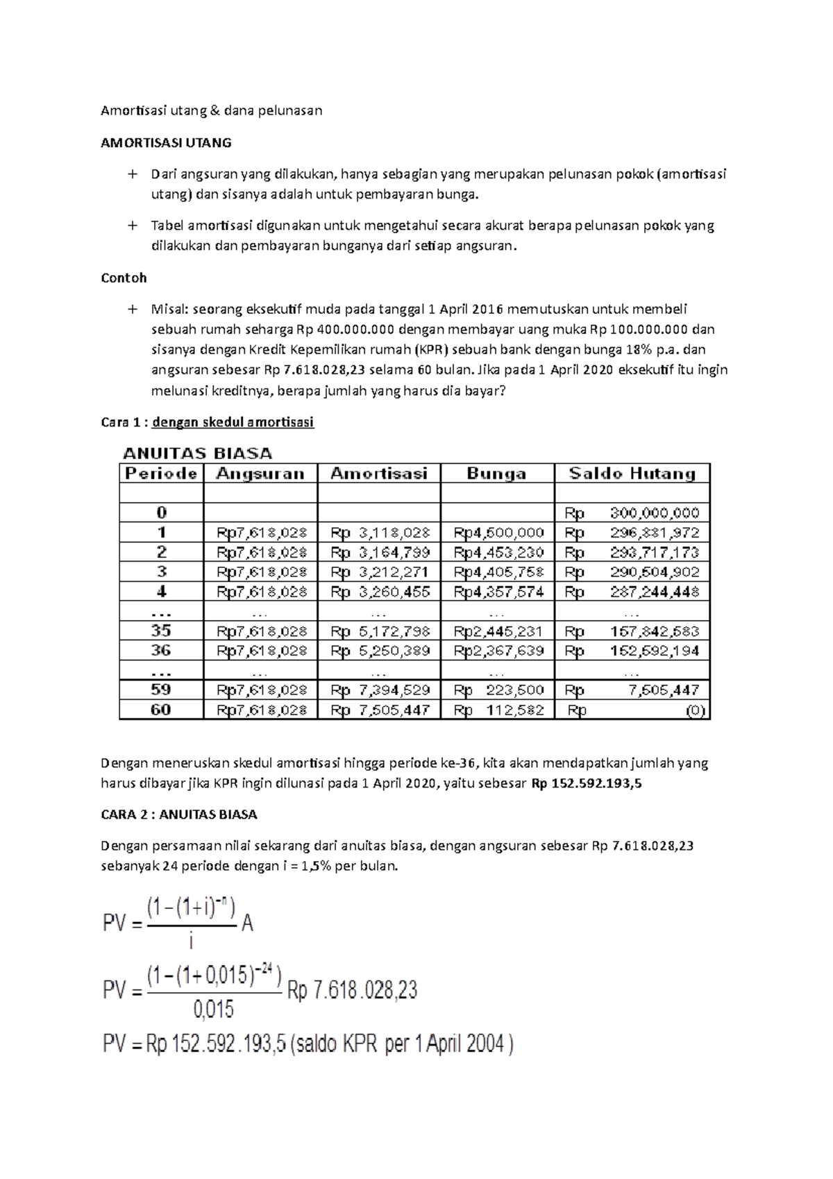 Amortisasi Utang dan Dana Pelunasan: Panduan Lengkap - Studocu
