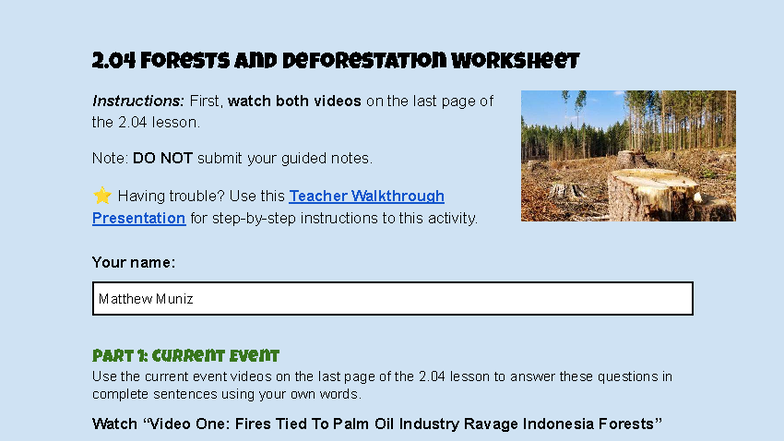 2.04 Forests and Deforestation Worksheet Insights and Analysis - Studocu