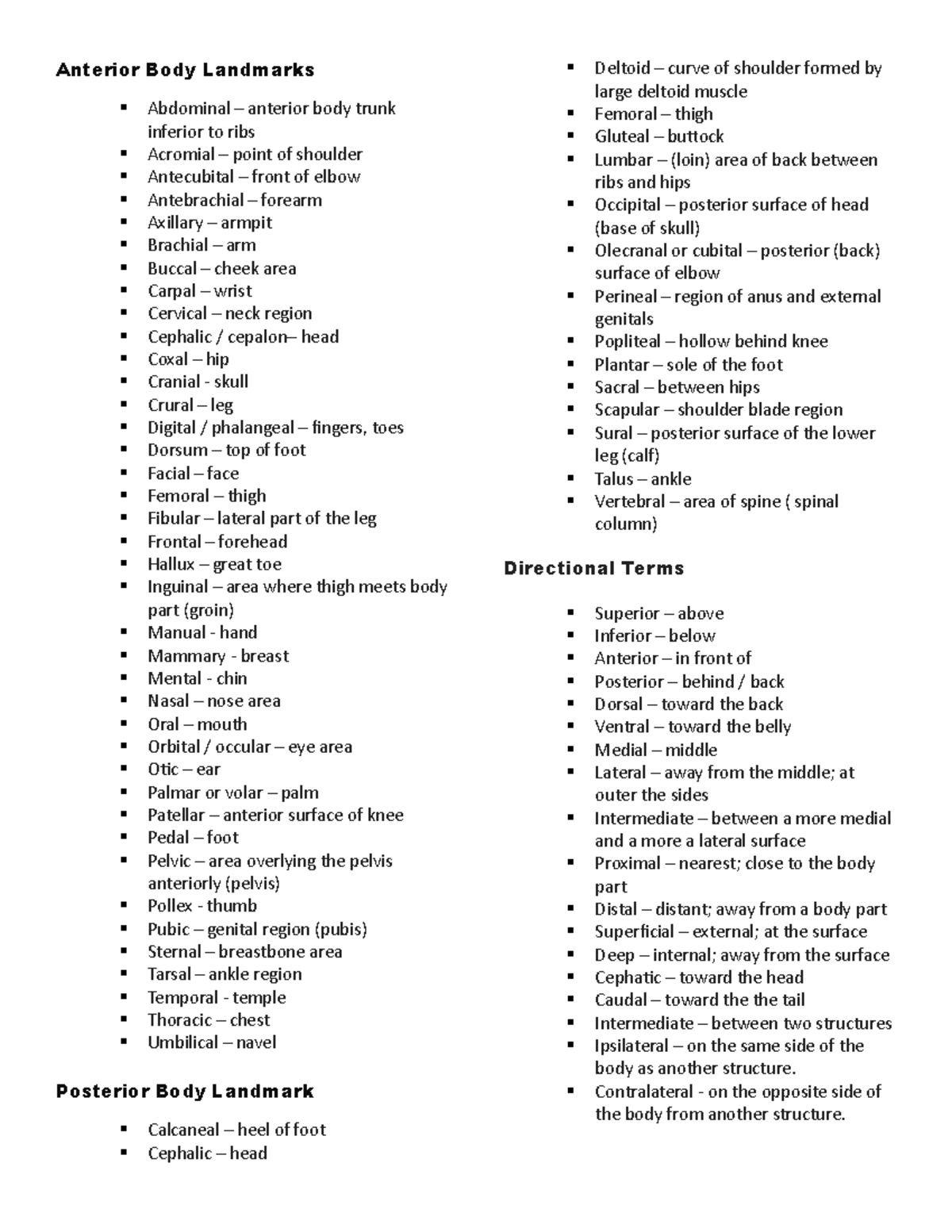 Anatomy 101: Body Landmarks, Cavities, and Membranes Overview - Studocu
