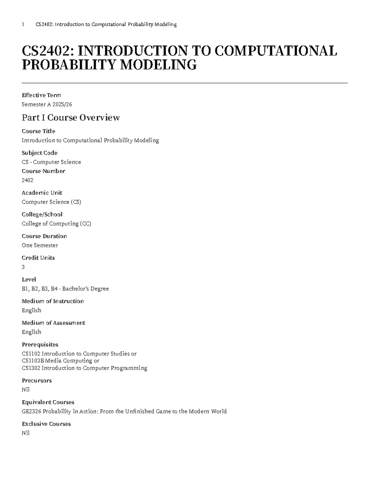 CS2402: Comprehensive Guide to Computational Probability Modeling - Studocu