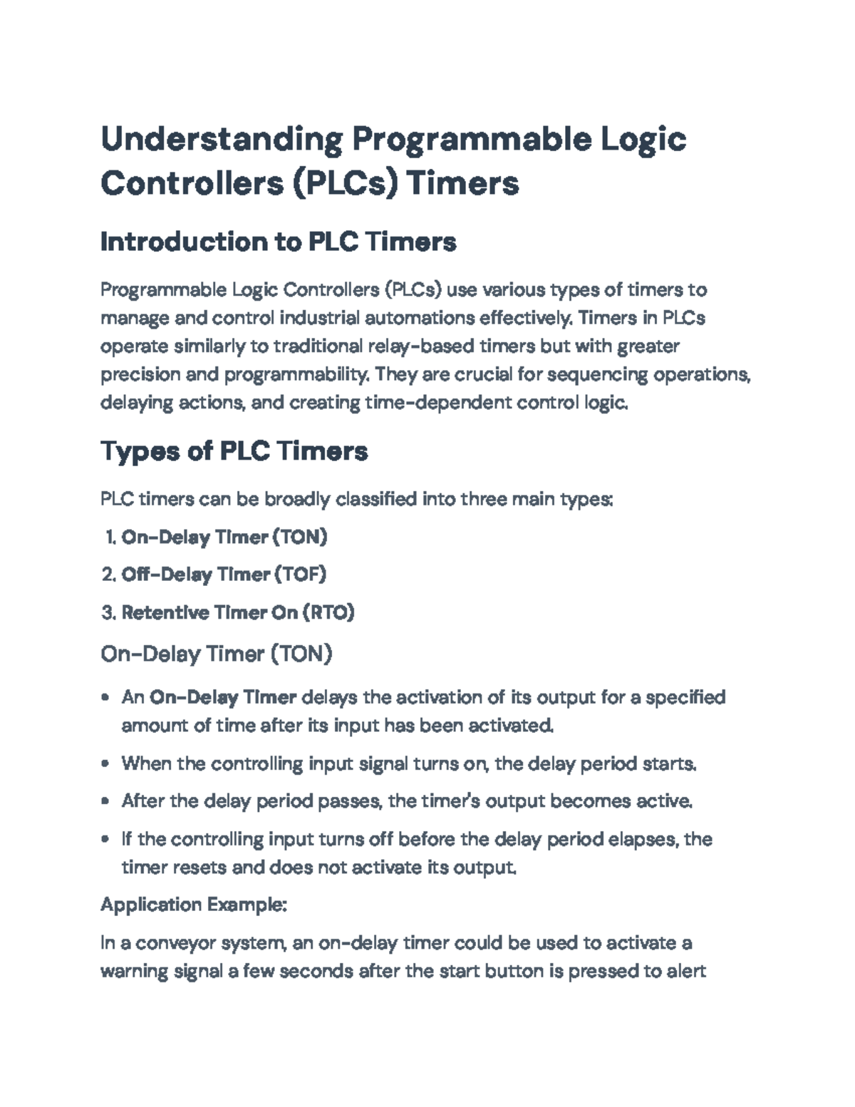 Understanding PLC Timers: Types, Applications, and Programming Techniques - Understanding - Studocu