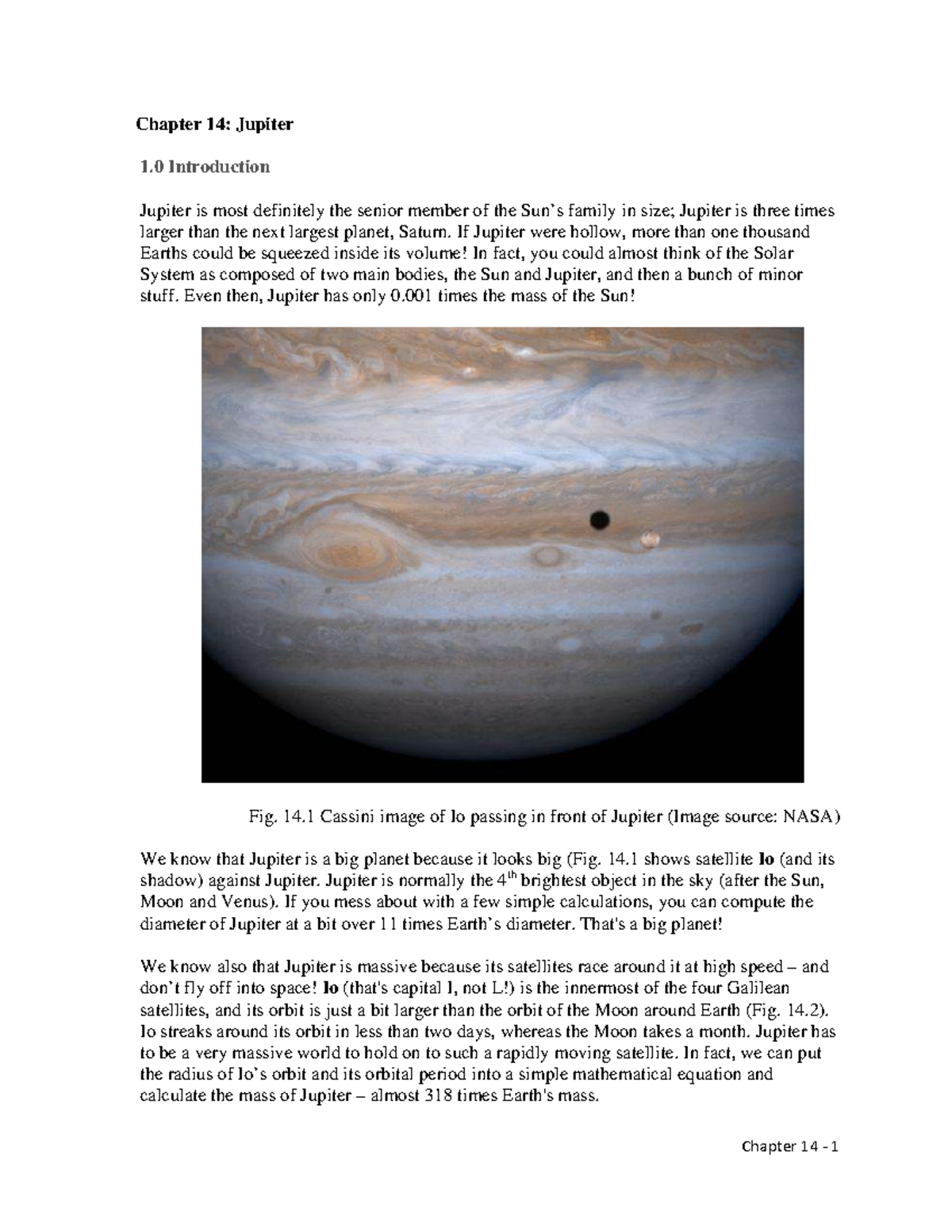 Chapter 14: Jupiter - An In-Depth Exploration of the Gas Giant - Studocu