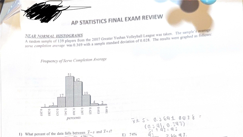 AP STATISTICS FINAL EXAM REVIEW: NORMAL DISTRIBUTION & PROBABILITY ...