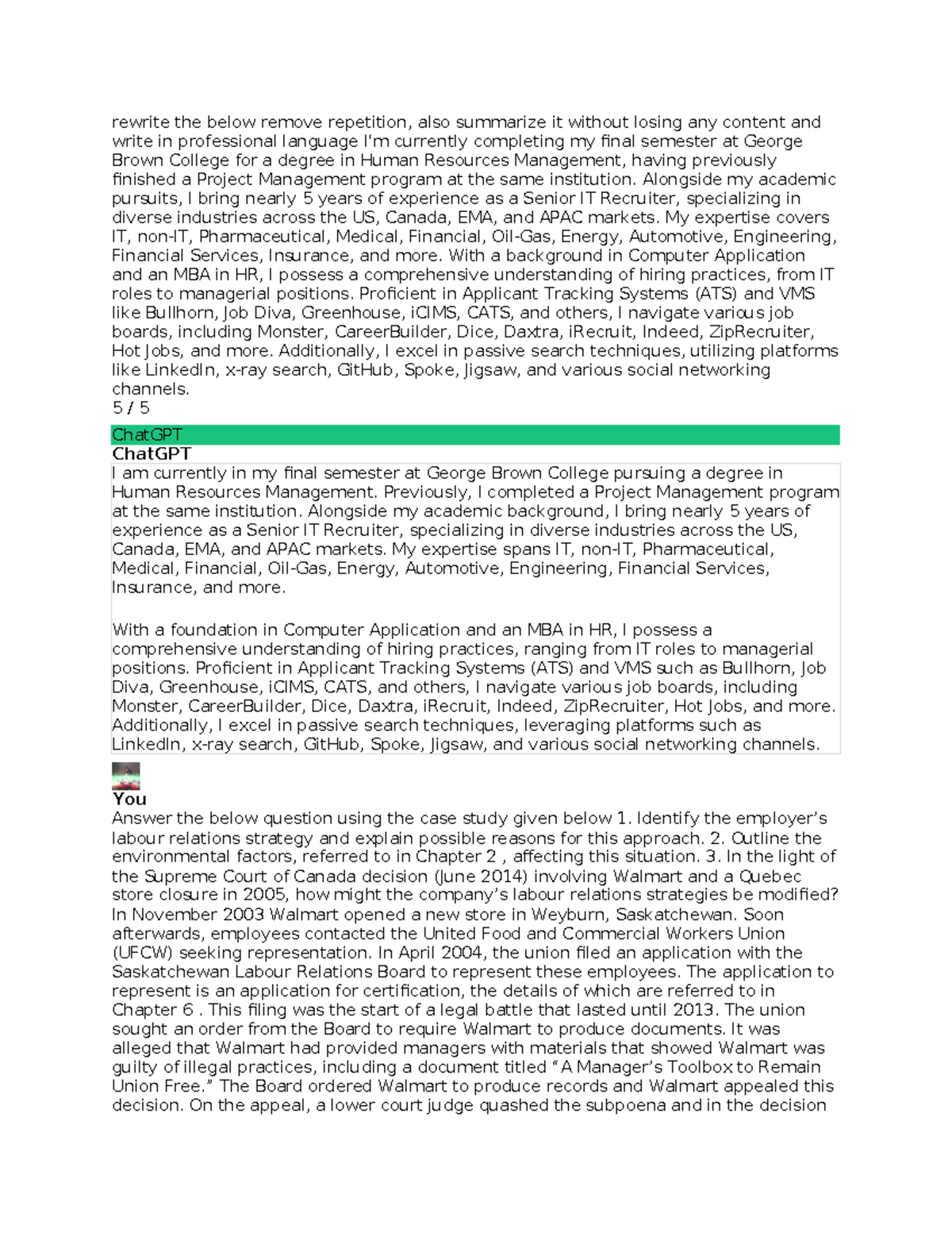 **HRM 4000 - Case Study Analysis: Walmart's Labour Relations Strategy ...