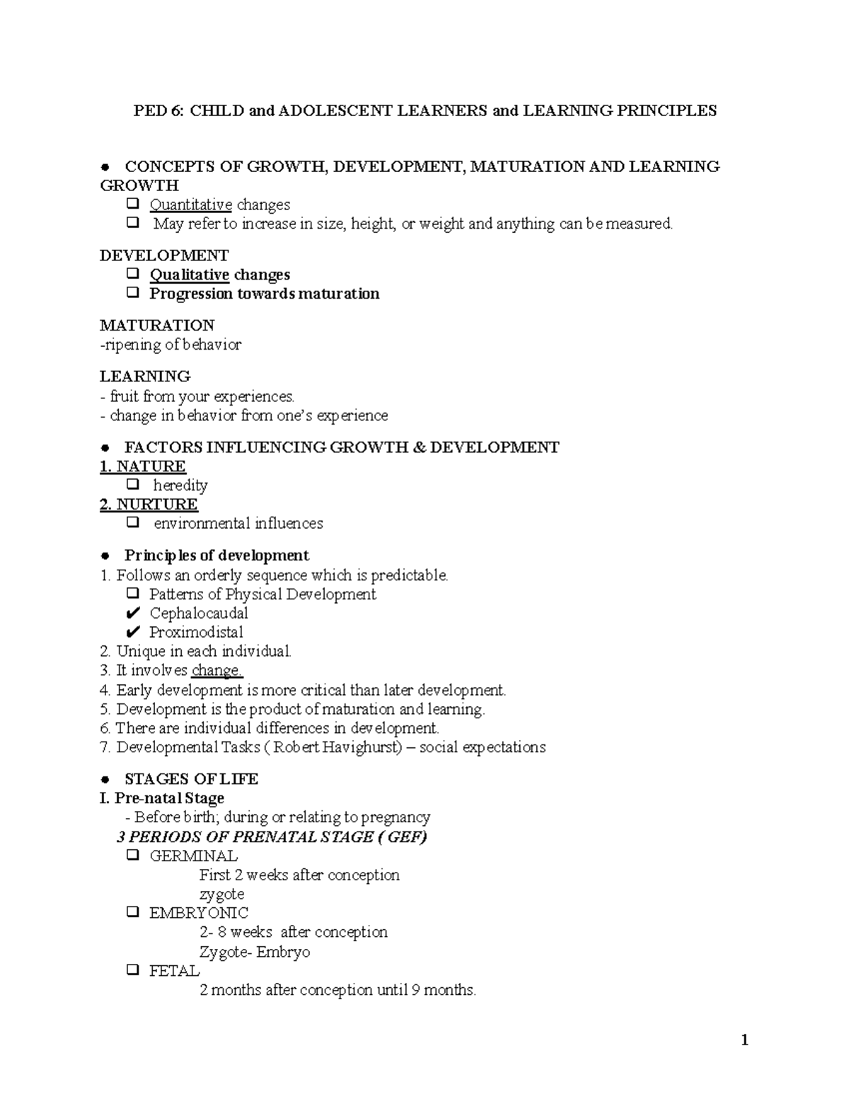 PED-6-Professional Education Handouts: Child & Adolescent Learning ...