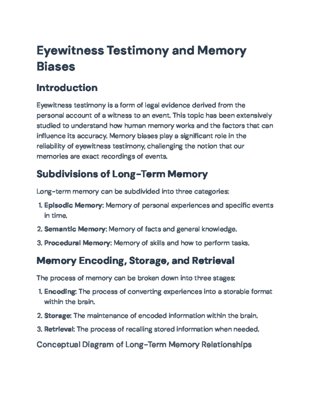 Eyewitness Testimony and Memory Biases: Implications for Justice ...
