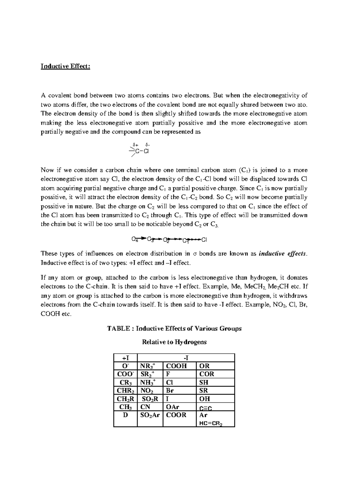 Inductive Effect: Understanding Electron Distribution in Covalent Bonds ...