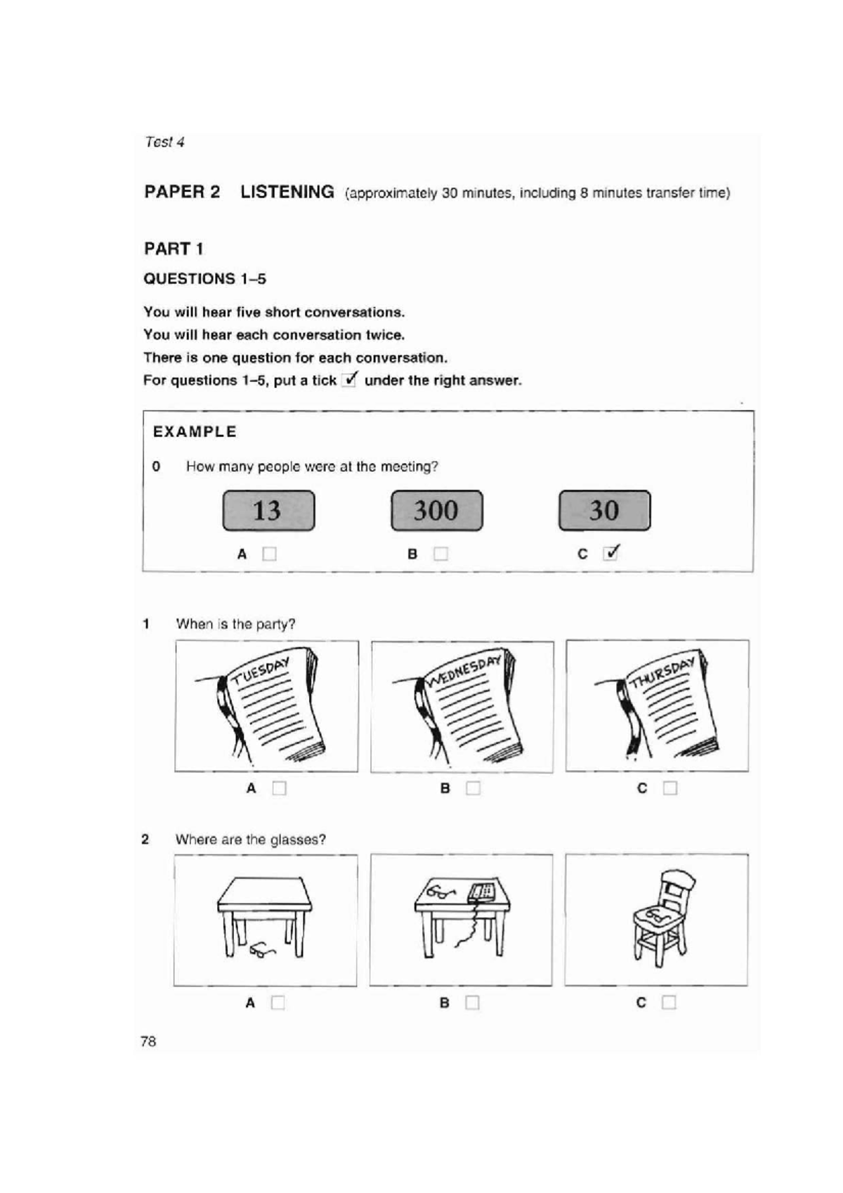 KET - CUP 1 Test 4 Listening Practice Questions - Studocu