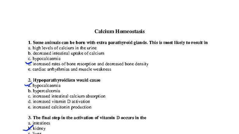 Calcium Homeostasis: Key Concepts and Hormonal Effects - Studocu