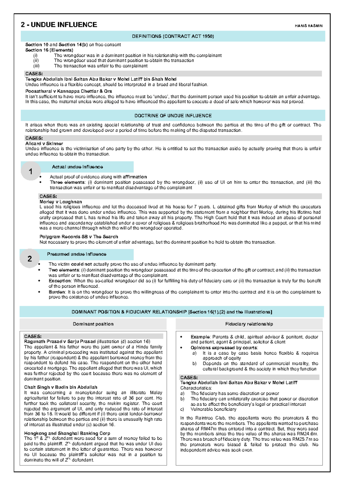 Undue Influence in Contracts: Actual and Presumed Concepts Explained ...