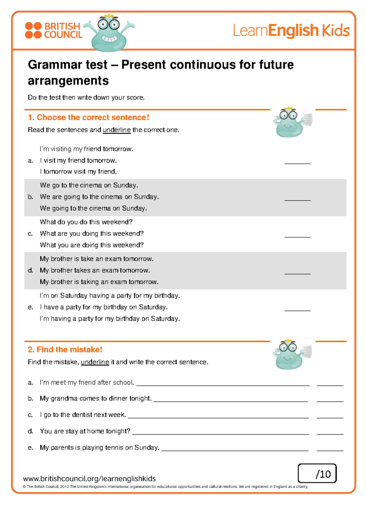 Grammar Practice: Present Continuous for Future Arrangements - Studocu