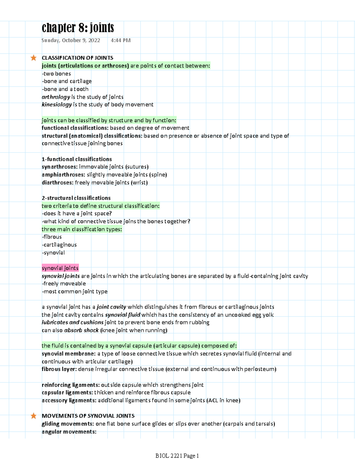 Chapter 8 joints - amanda crider fall semester - Deprecated API usage ...