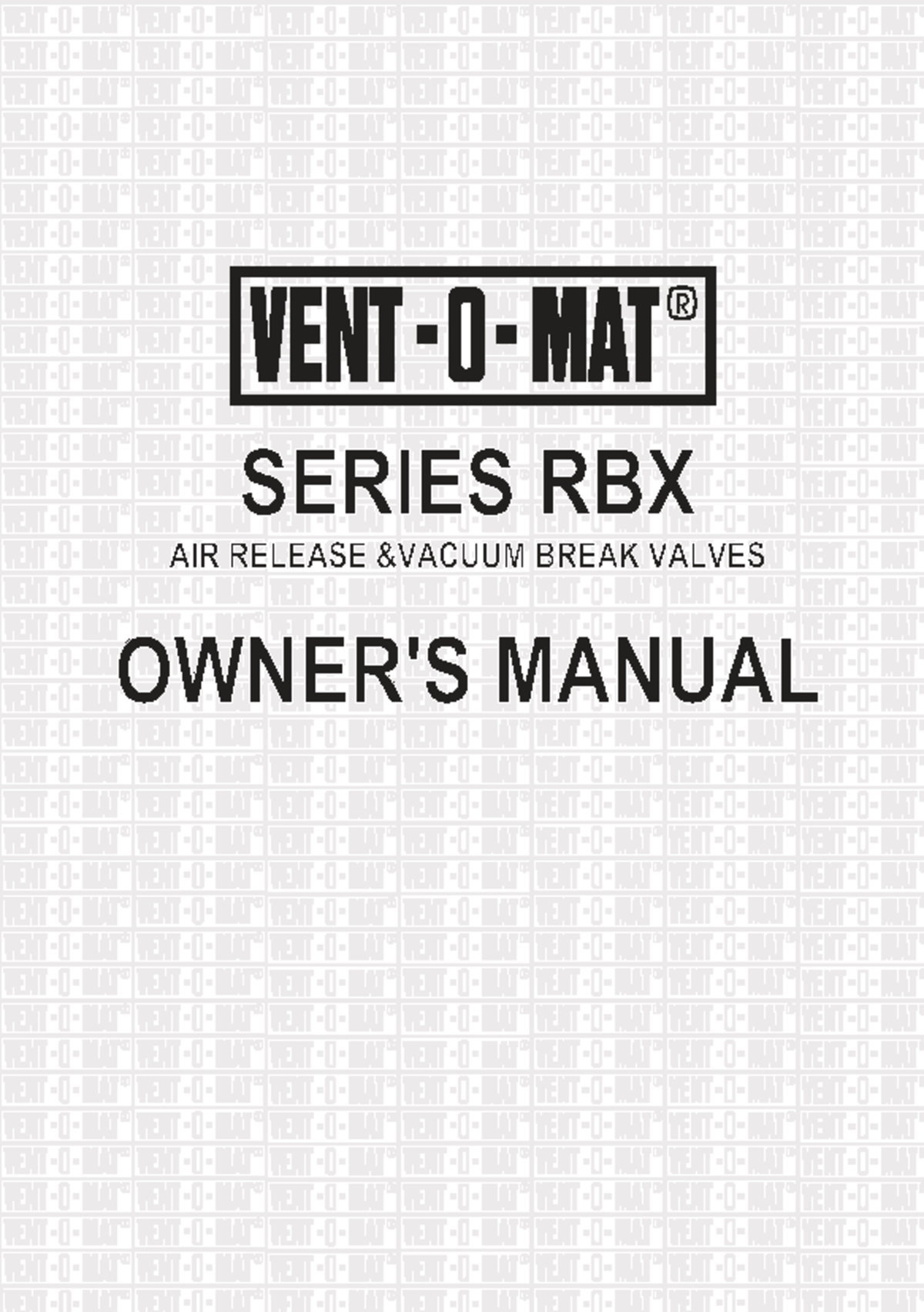 RBX-O+M-Manual: Air Release Break Valves Installation & Maintenance ...