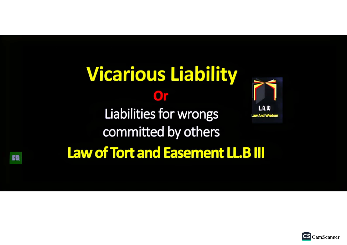 Vicarious Liability: Lecture Notes on Tort Law (LL.B Sa 6) - Studocu