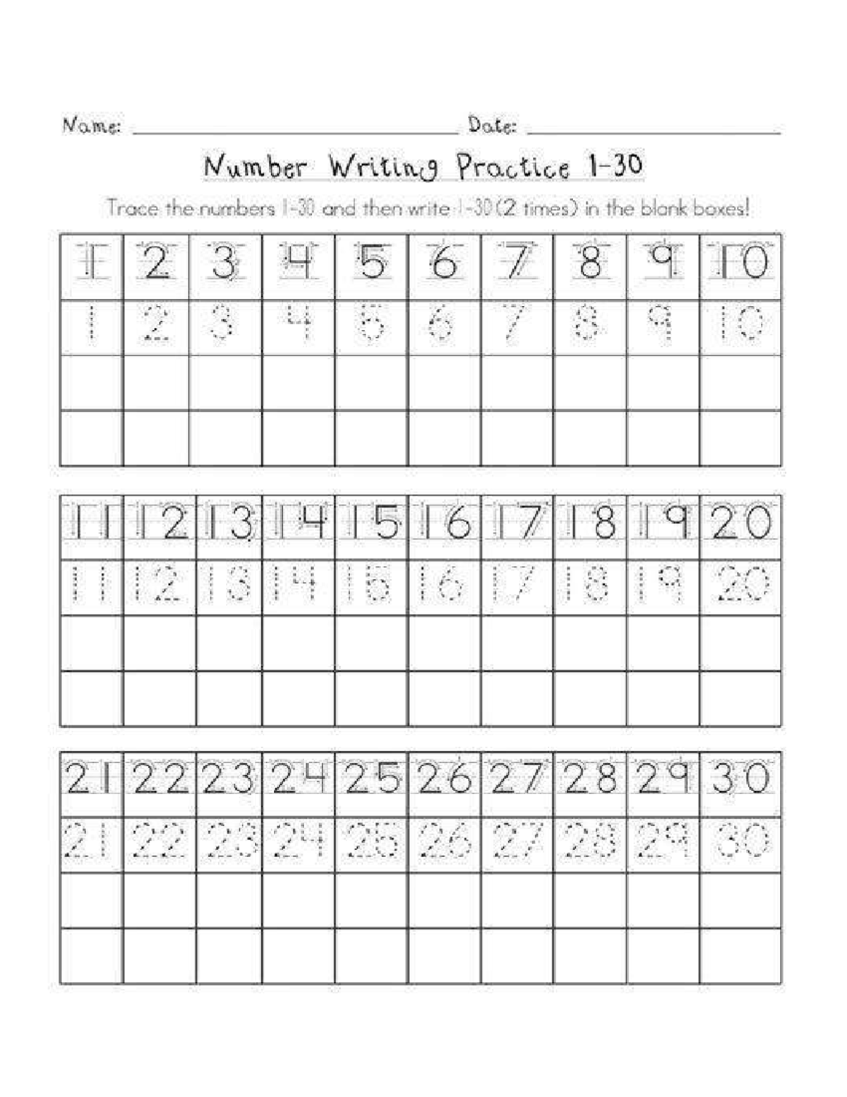 K1-Worksheet: Number Writing Practice and Tracing - Studocu
