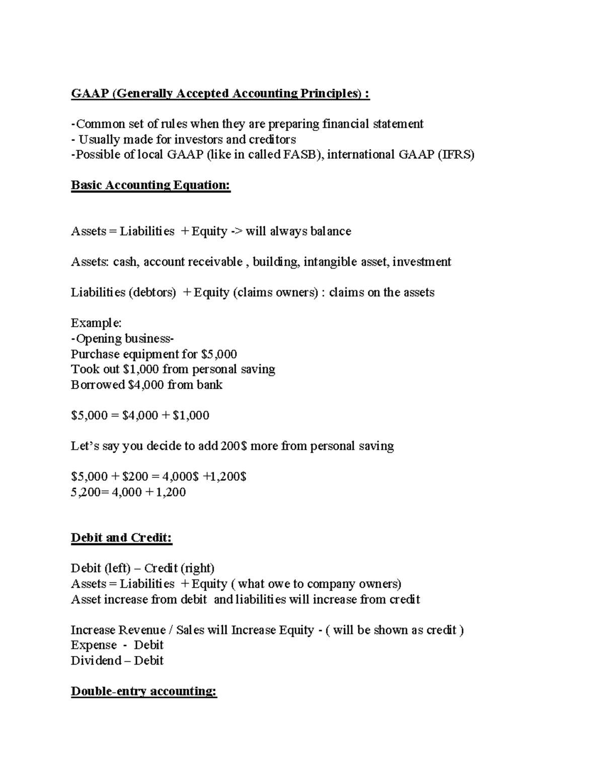 ACCO 220 Midterm Study Notes: GAAP & Basic Accounting Principles - Studocu