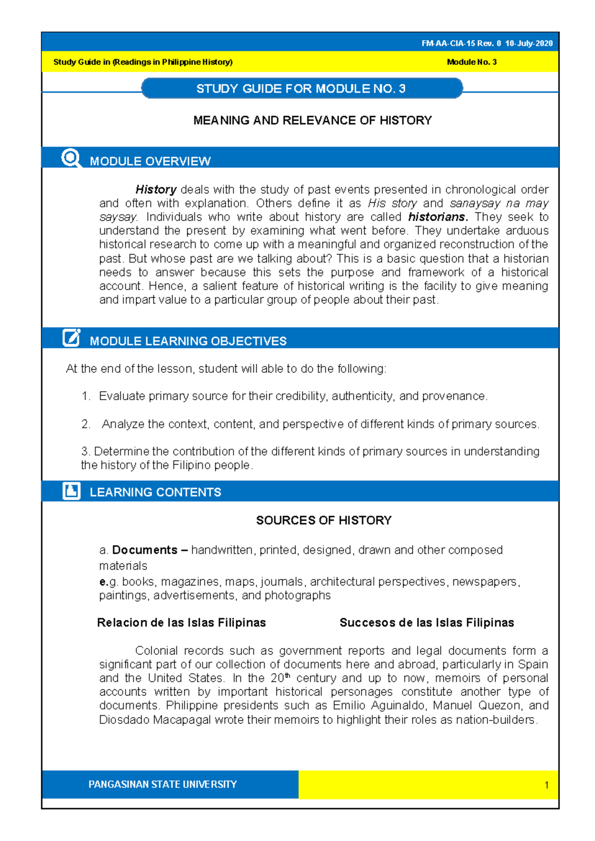 GE 2 Study Guide for Module 3: Understanding History's Relevance - Studocu