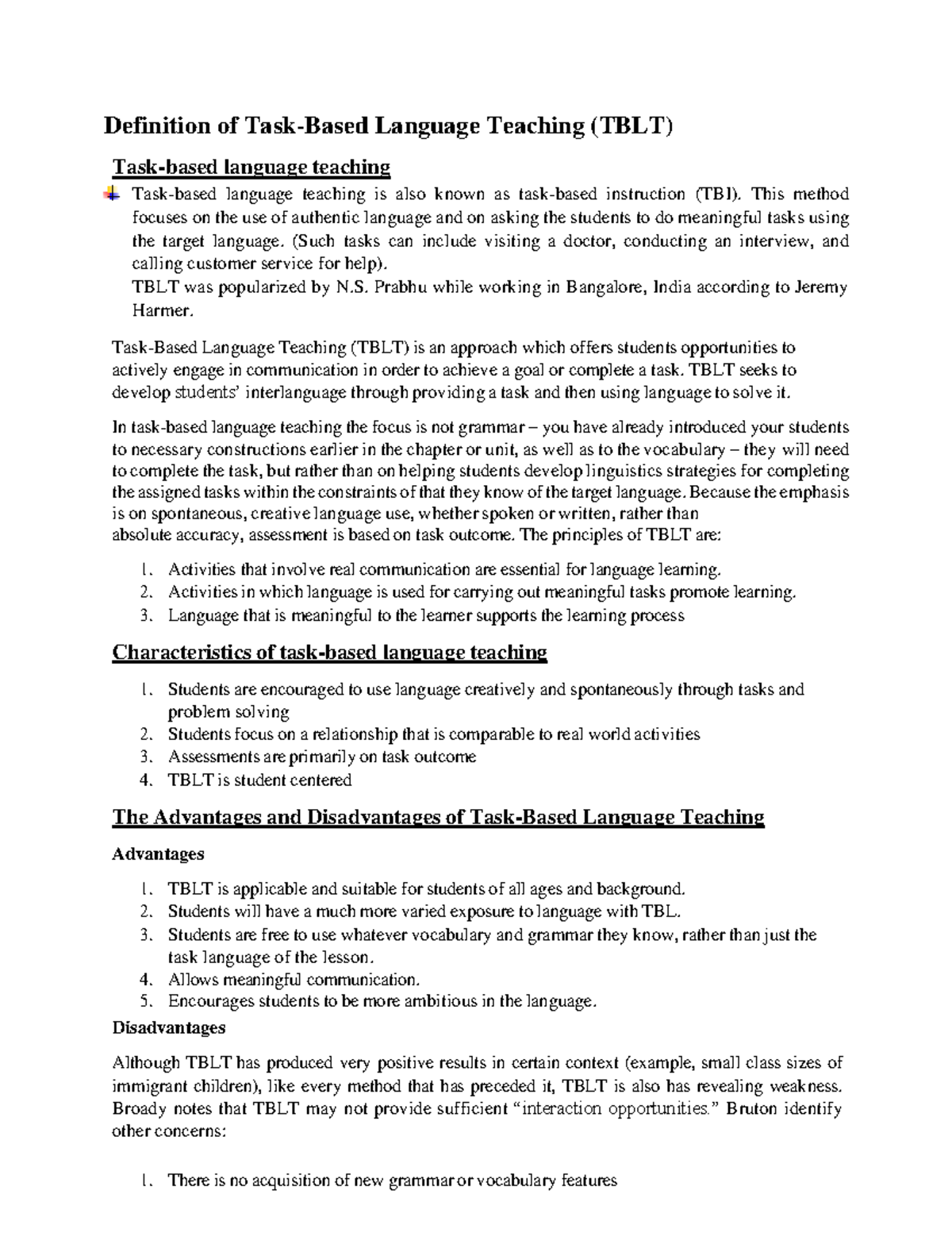 TBLT: Definition and Characteristics of Task-Based Language Teaching ...