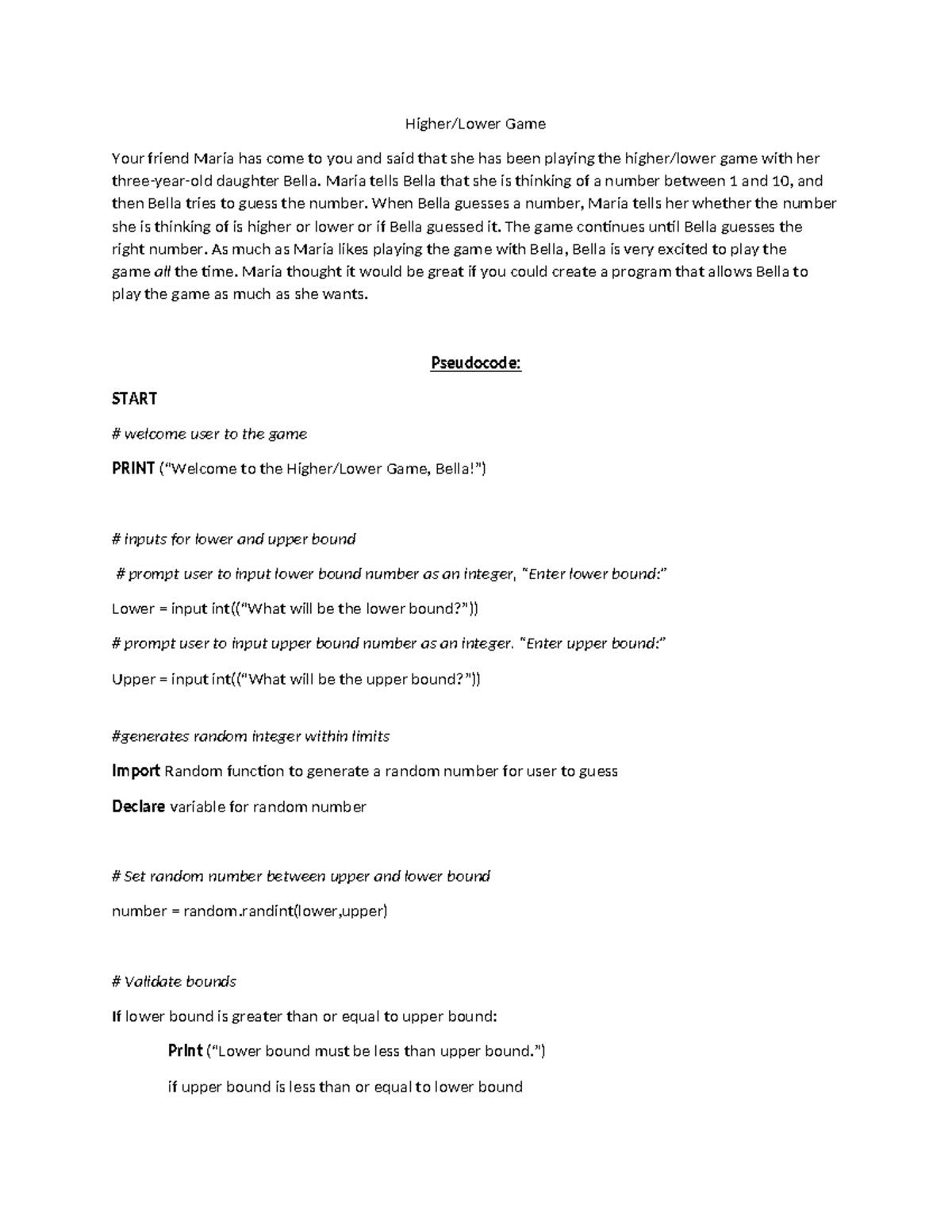IT140 MOD4 Higher/Lower Game Implementation Assignment - Studocu