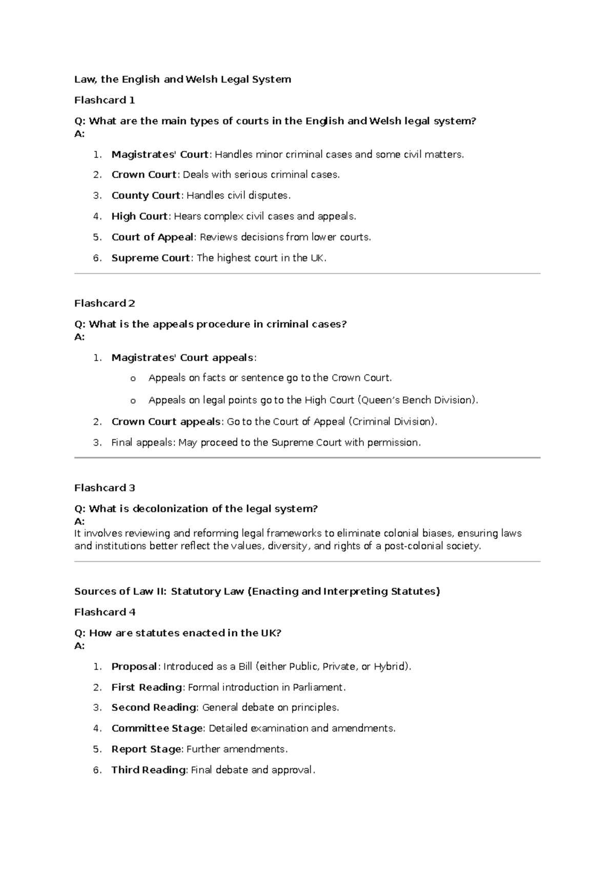 Legal System Overview - Term 1 Notes for Law Course (LW1001) - Studocu