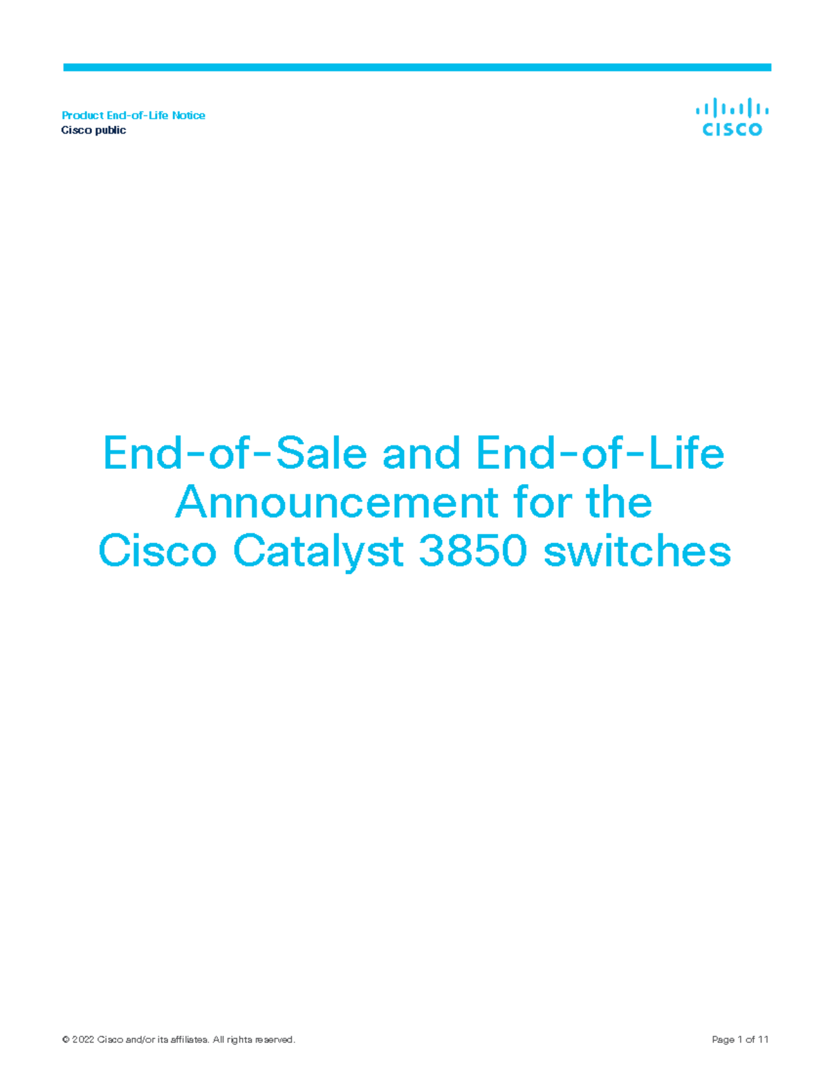 EOL Notice for Cisco Catalyst 3850 Switches (C51-743072) - Studocu