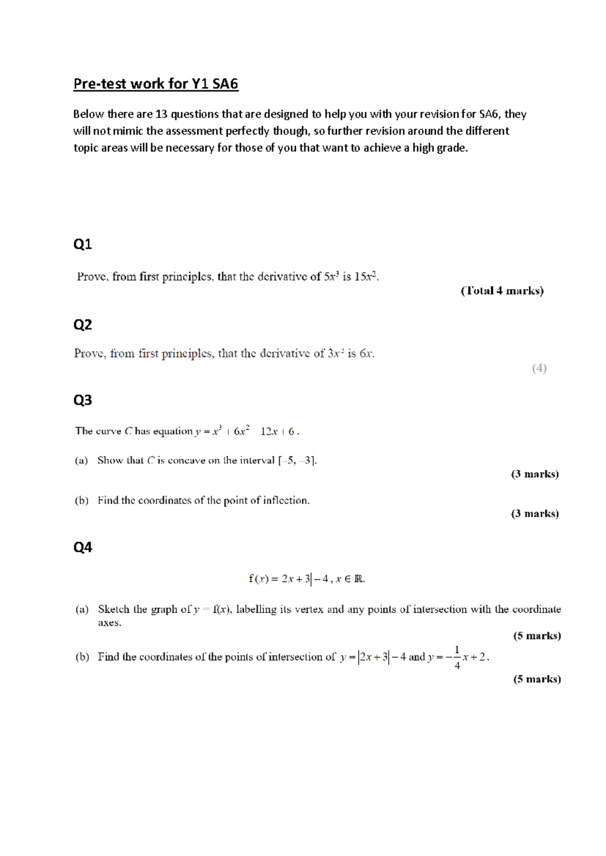 1. Y1 - SA6 Pretest 2025 - This will help you to solve problems - Math ...