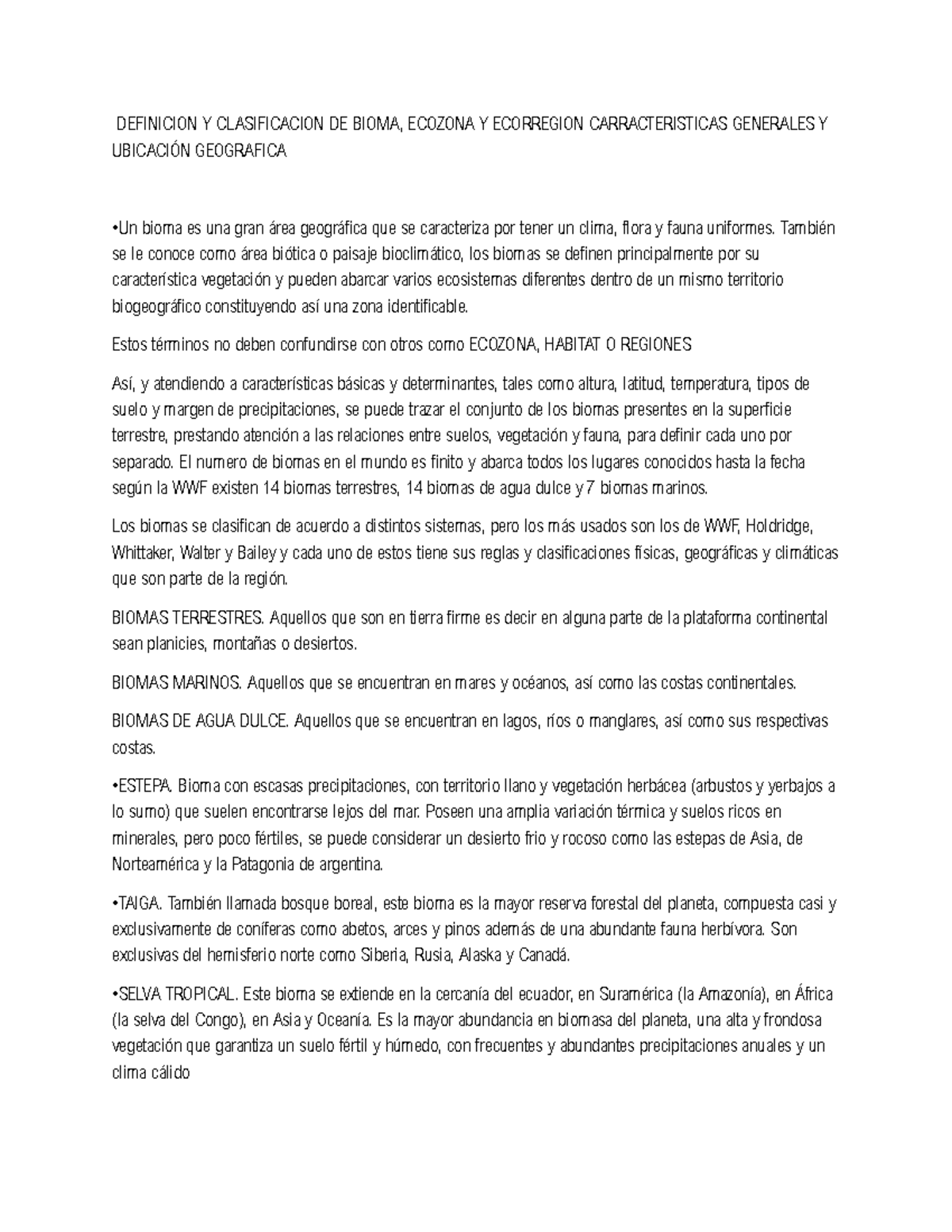 Definición y Clasificación de Biomas y Ecozonas: Características y ...
