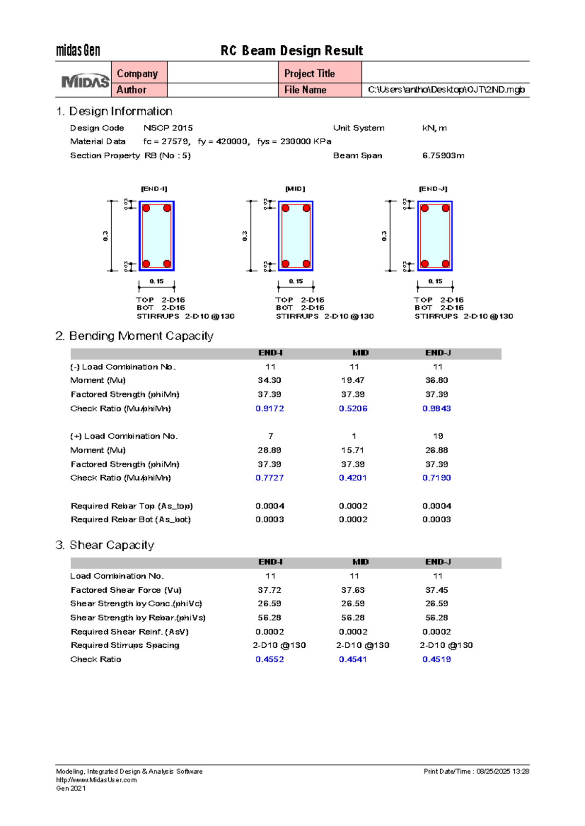 Midas Gen RC Beam Design Results - Company Project Report - Studocu