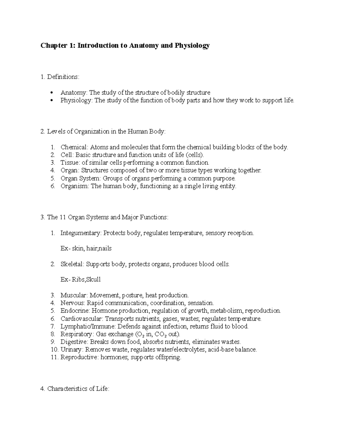 Anatomy and Physiology 1: Intro & Chemical Organization Overview - Studocu