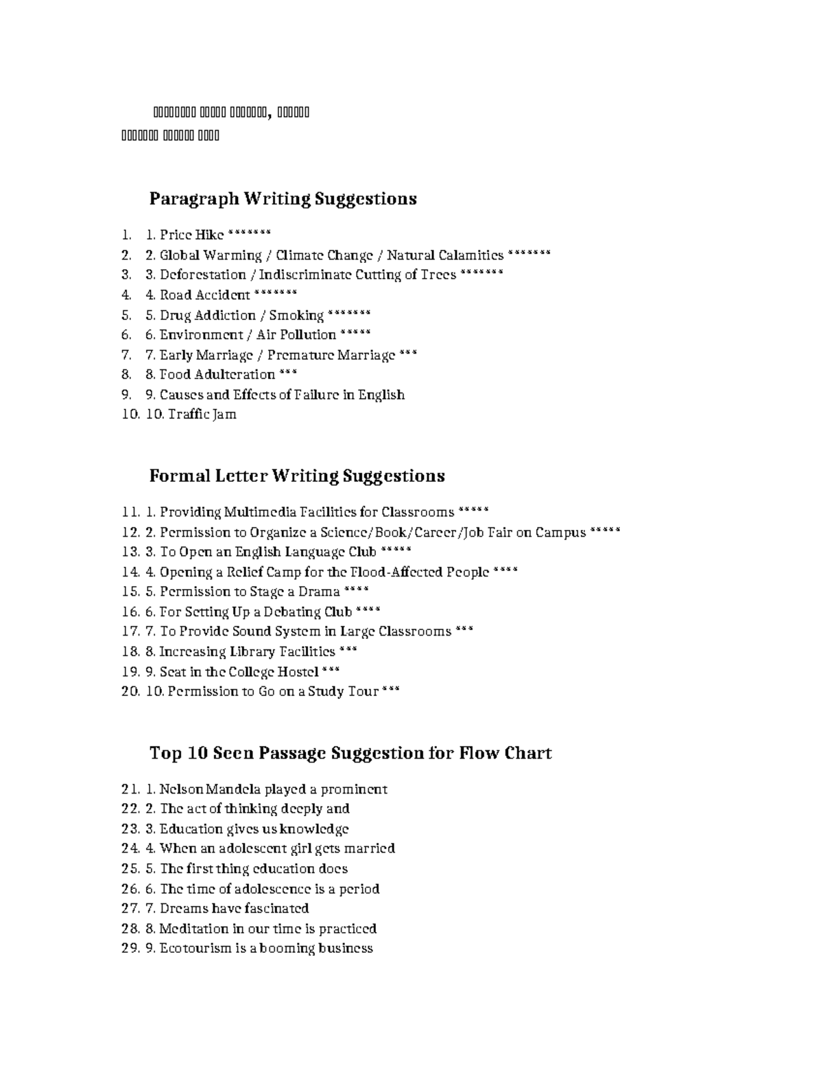 HSC 2025 Paragraph Writing & Formal Letter Suggestions - Studocu