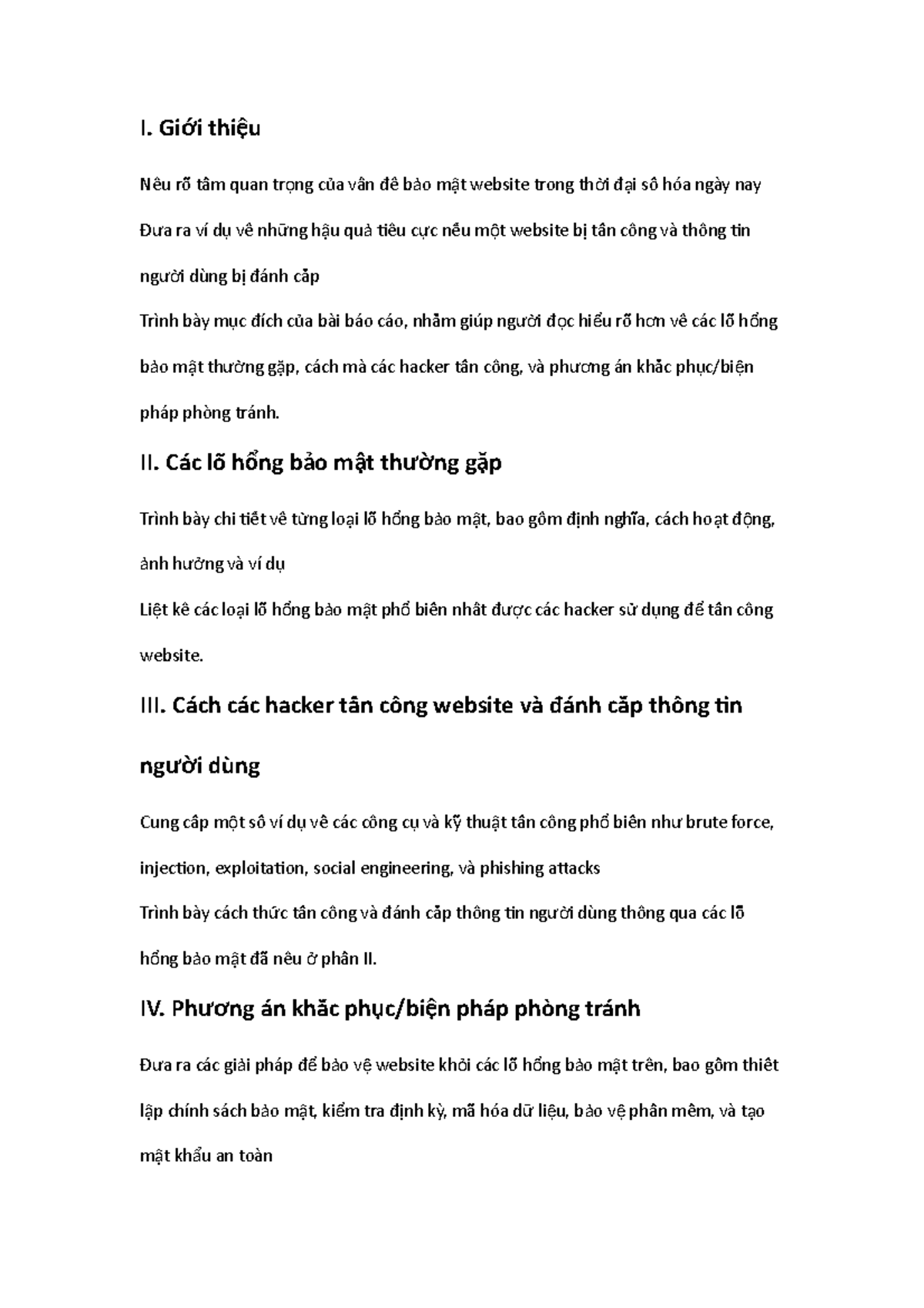 Struture mid term web - Structure midterm web - I. Gi ới thi u ệ Nêu rõ tầầm quan tr ng c a vầấn ...