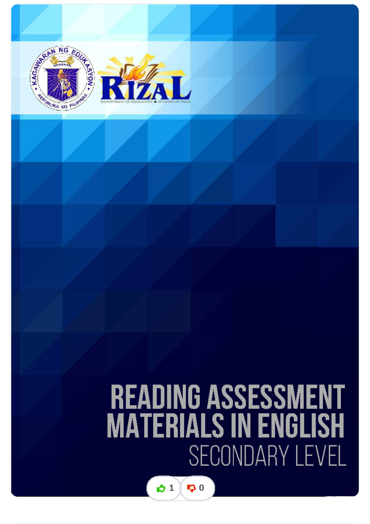 G7-G10 Reading Assessment Resource Package: Materials & Processes - Studocu