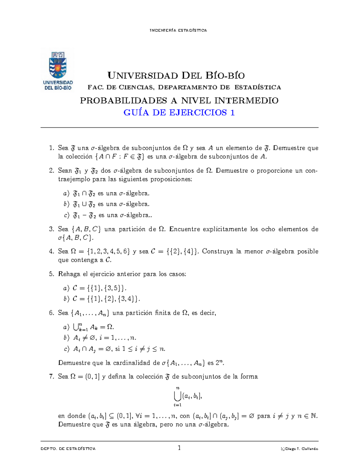 Demostración de σ-álgebra en ejercicios de Probabilidades (ING 224 ...
