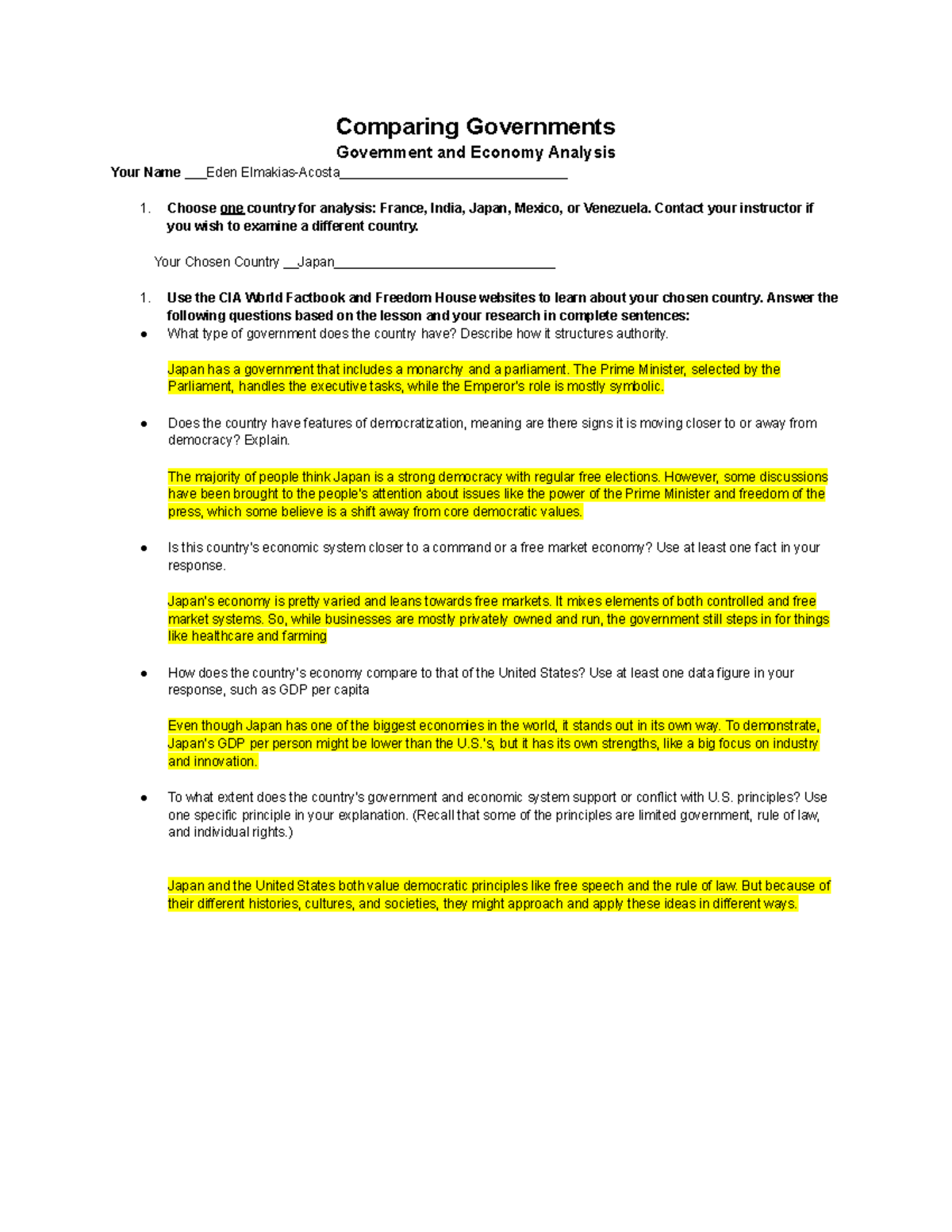 Comparing Governments - Comparing Governments Government and Economy ...
