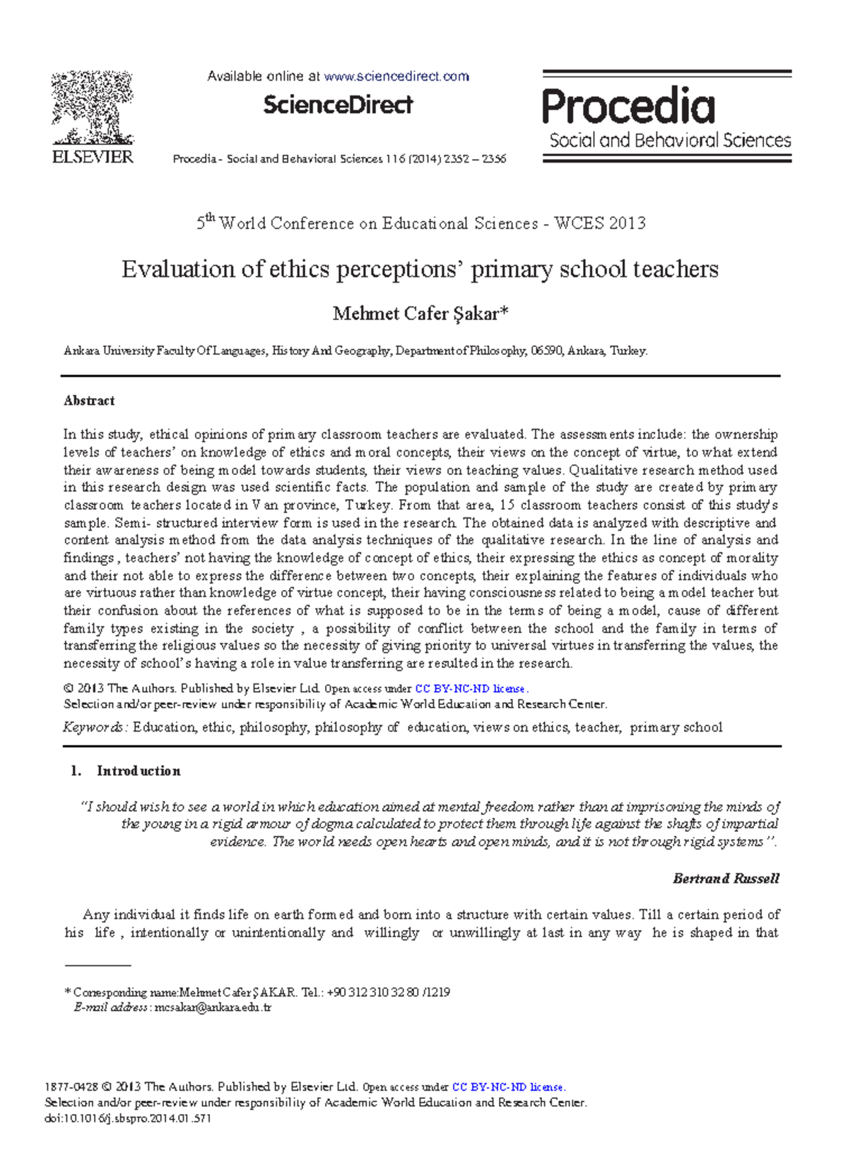 5.Evaluation of ethics perceptions’ primary school teachers - Procedia ...