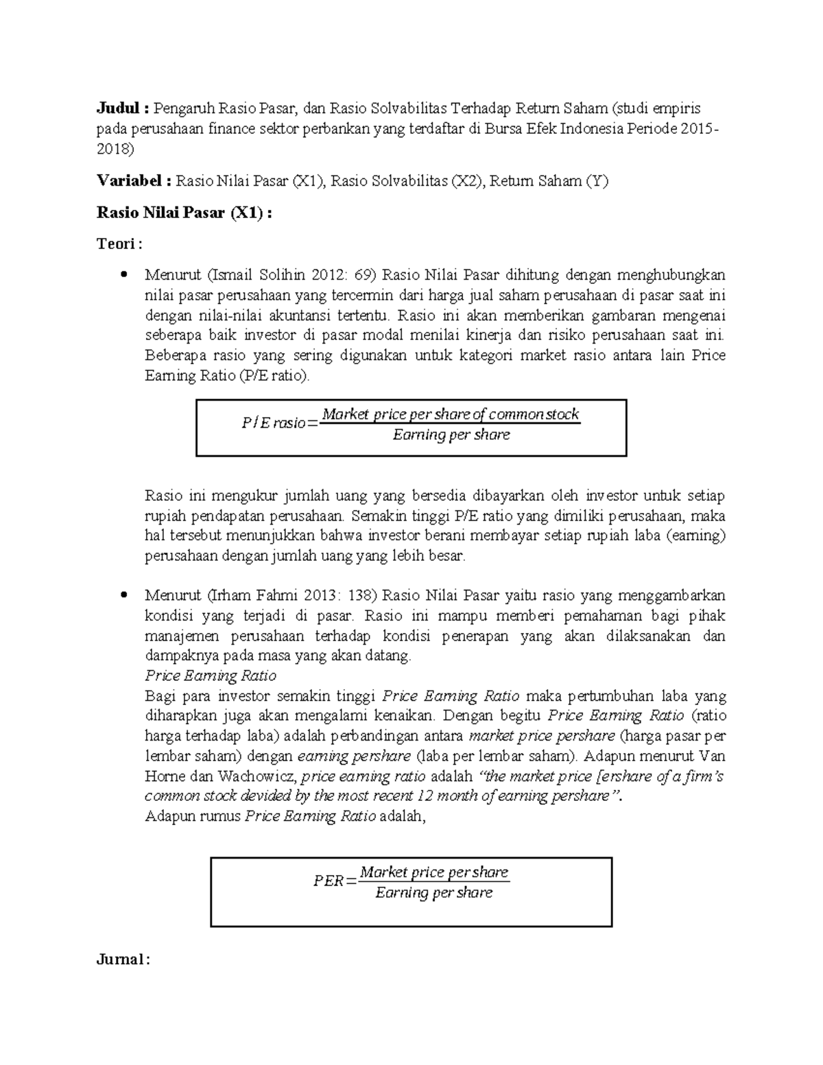 Analisis Jurnal dan Teori: Pengaruh Rasio Keuangan terhadap Return ...