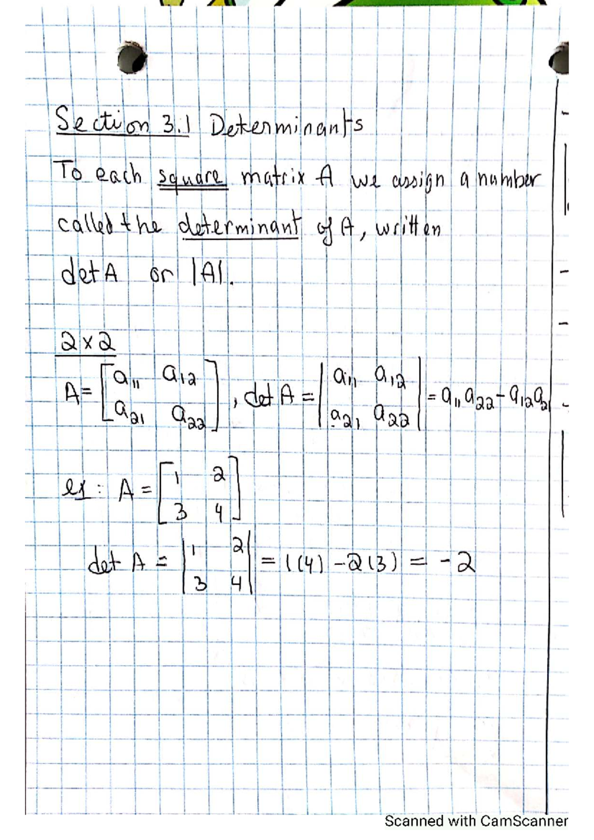 NYC-Math 101: Section 3.1 - Determinants Explained - Studocu