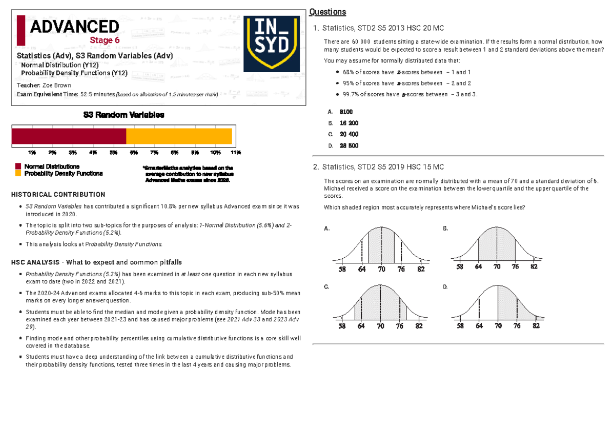 MA-S3 Band 6 - Advanced Statistics Exam Questions and Solutions - Studocu