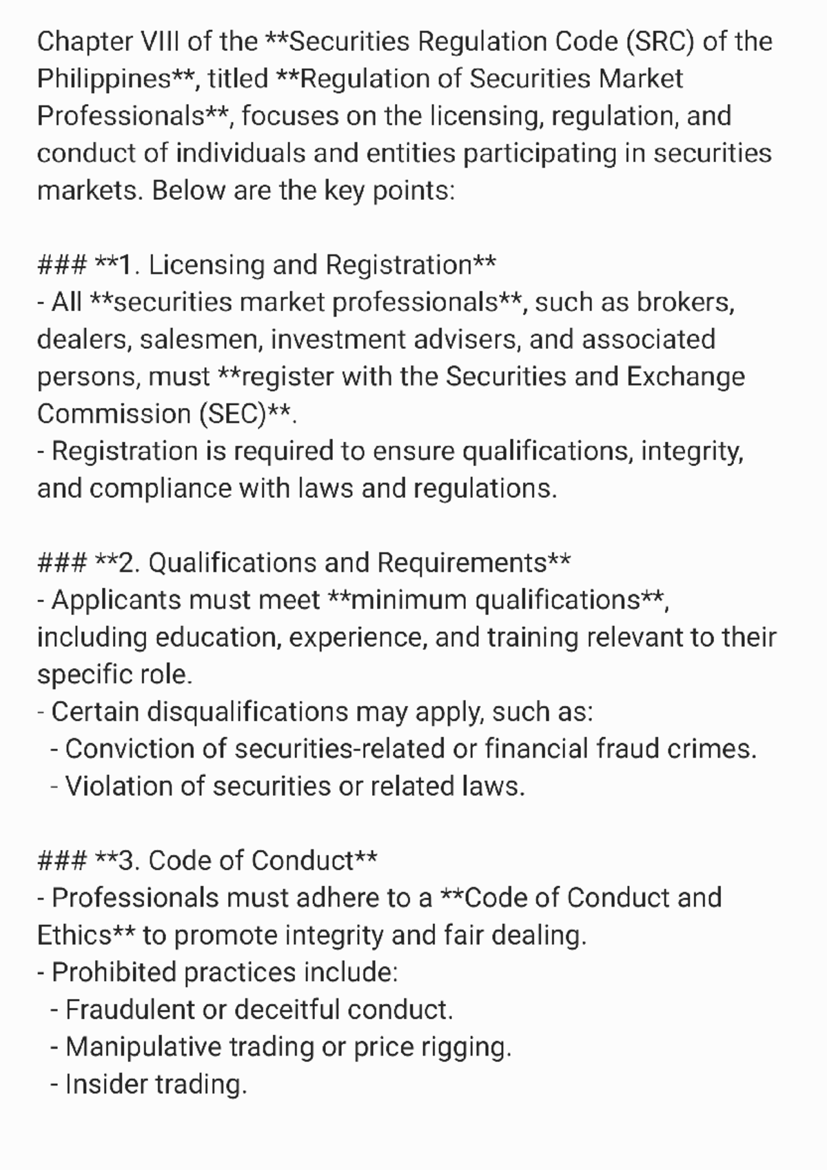 Chapter 8 Securities Regulation Code - Chapter of the Regulation Code ...