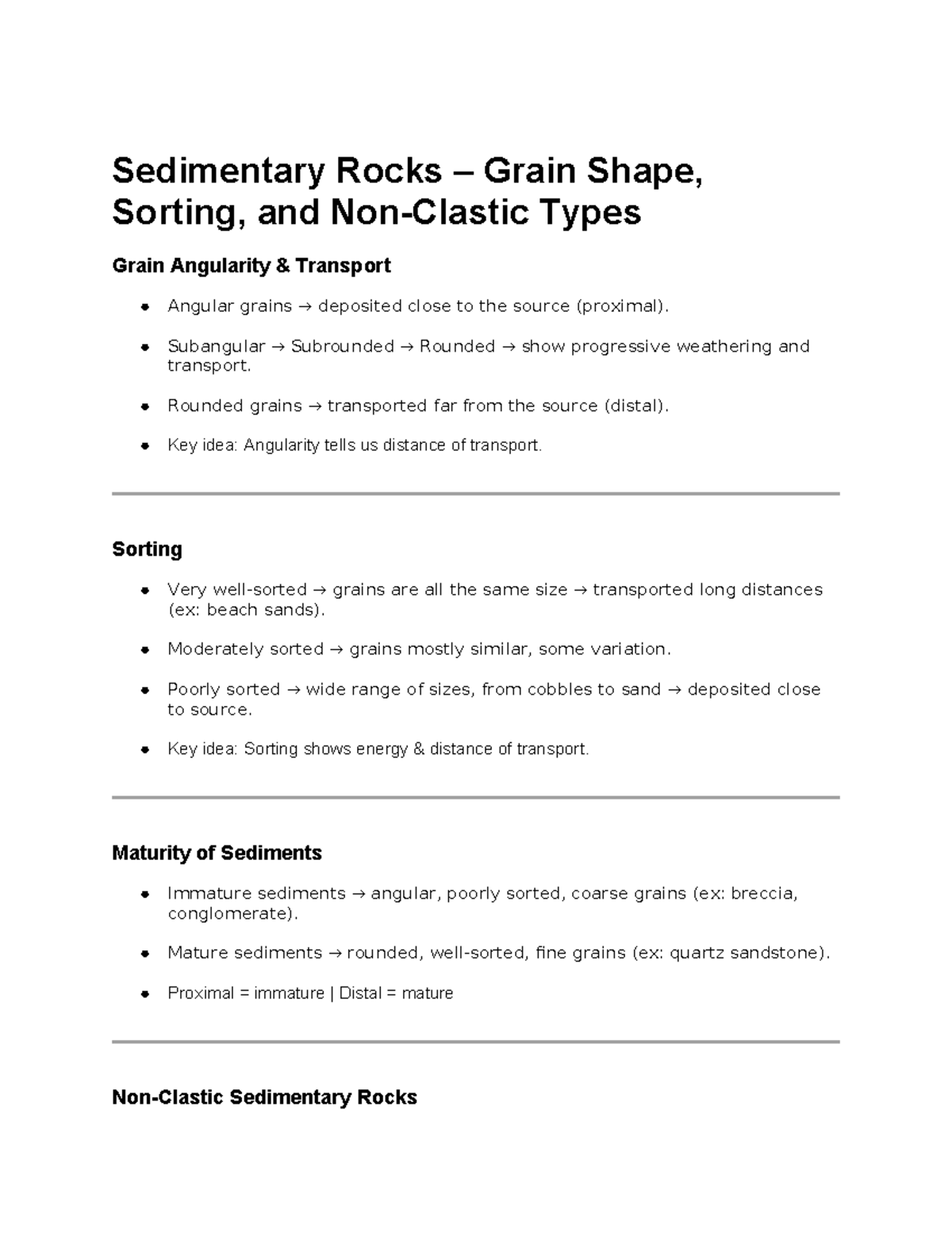 Sedimentary Rocks: Grain Shape, Sorting, and Non-Clastic Types Overview ...