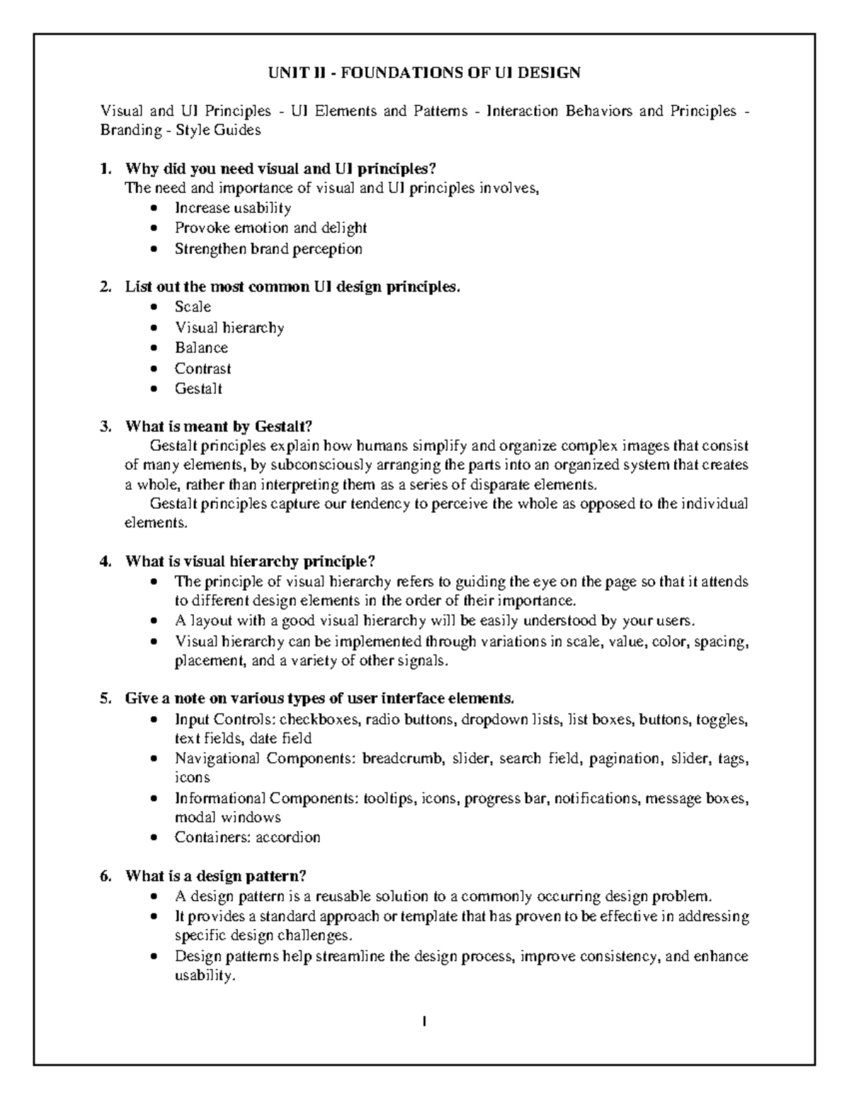 Unit Ii Ui And Ux Design Lecture Notes 1 Unit Ii Foundations Of Ui Design Visual And Ui