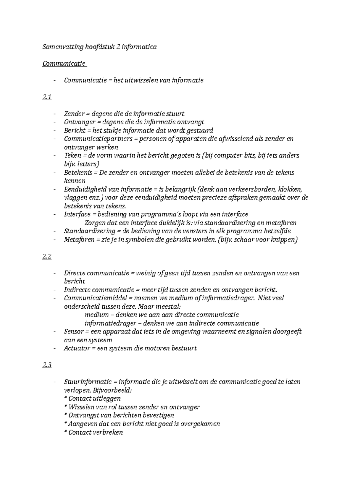 Samenvatting Hoofdstuk 2: Communicatie en Protocollen in Informatica ...