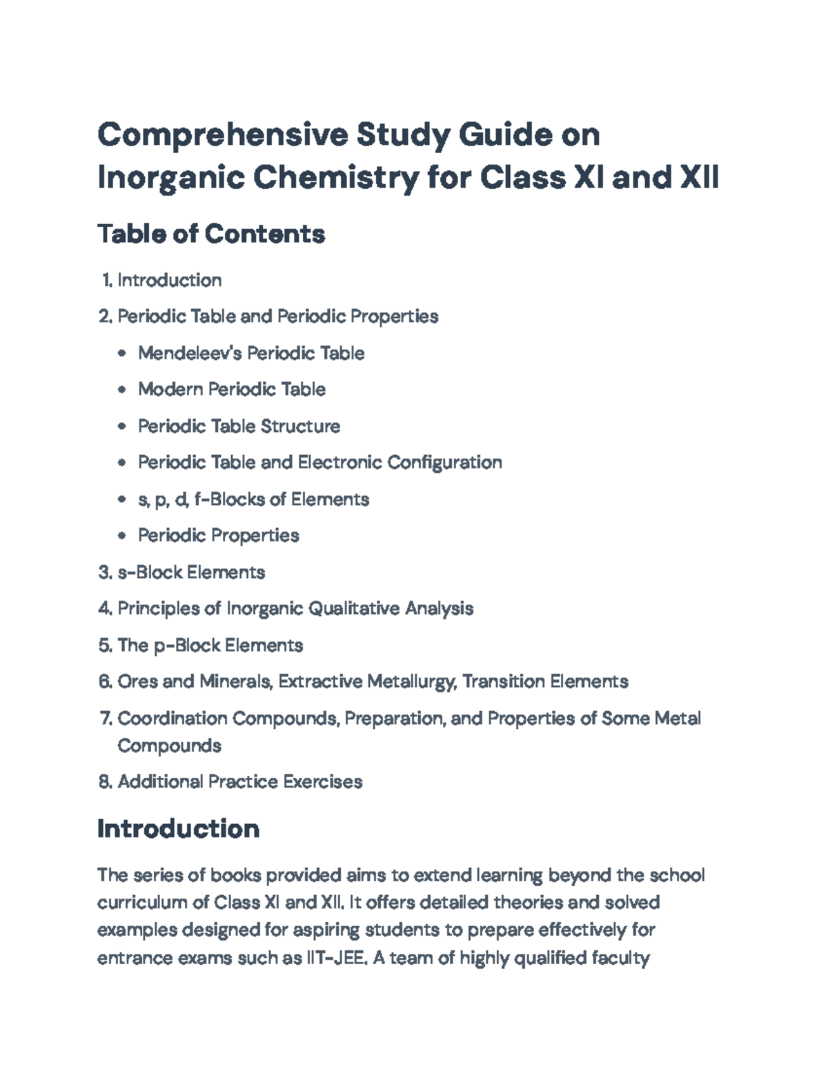 Inorganic Chemistry Study Guide for Class XI & XII (IIT-JEE Prep ...