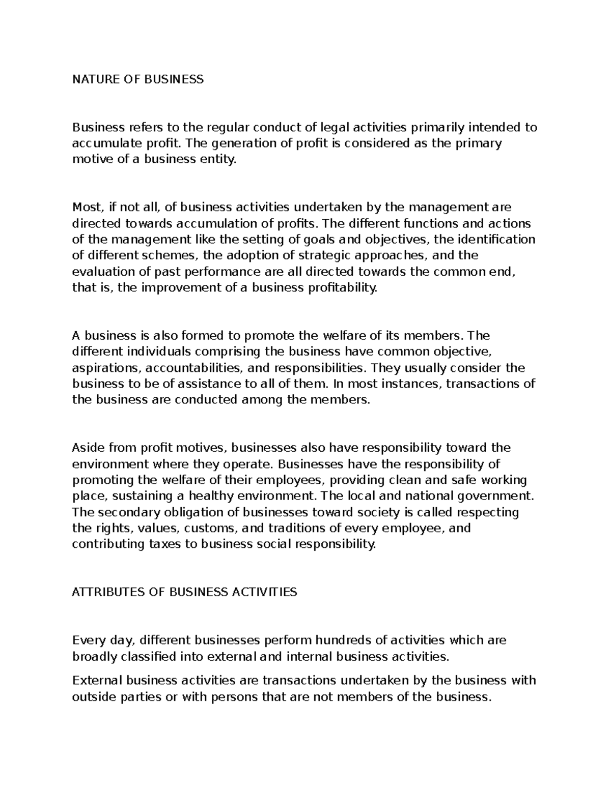 FOA Chapter 1: Understanding the Nature and Functions of Business - Studocu