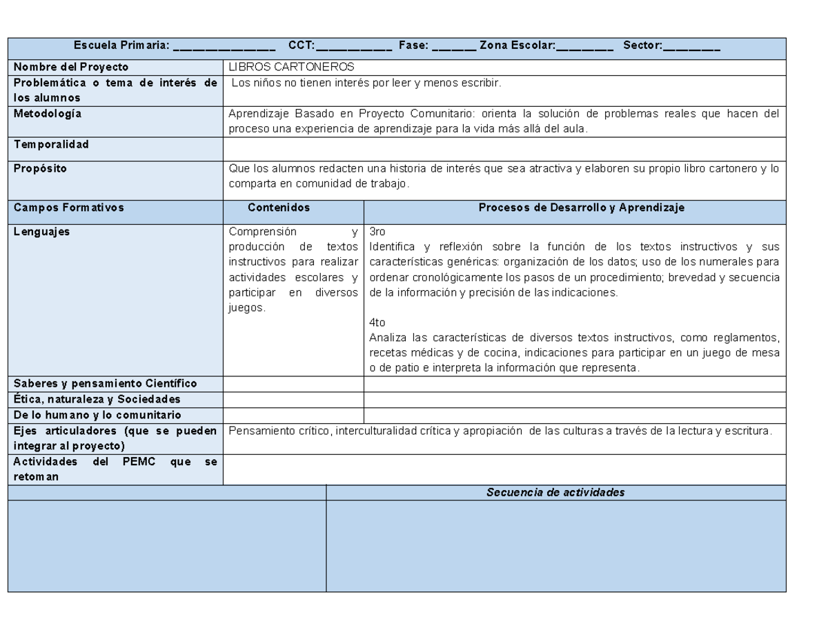 Formato-metodología Aprendizaje-Basado-en-Problemas - Escuela Primaria: ________________ - Studocu