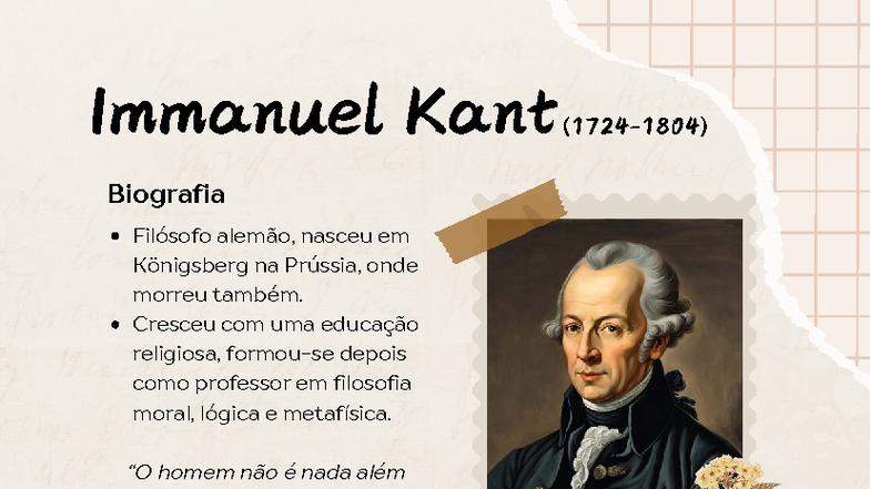 Apresentação sobre Immanuel Kant: Biografia e Filosofia - Studocu