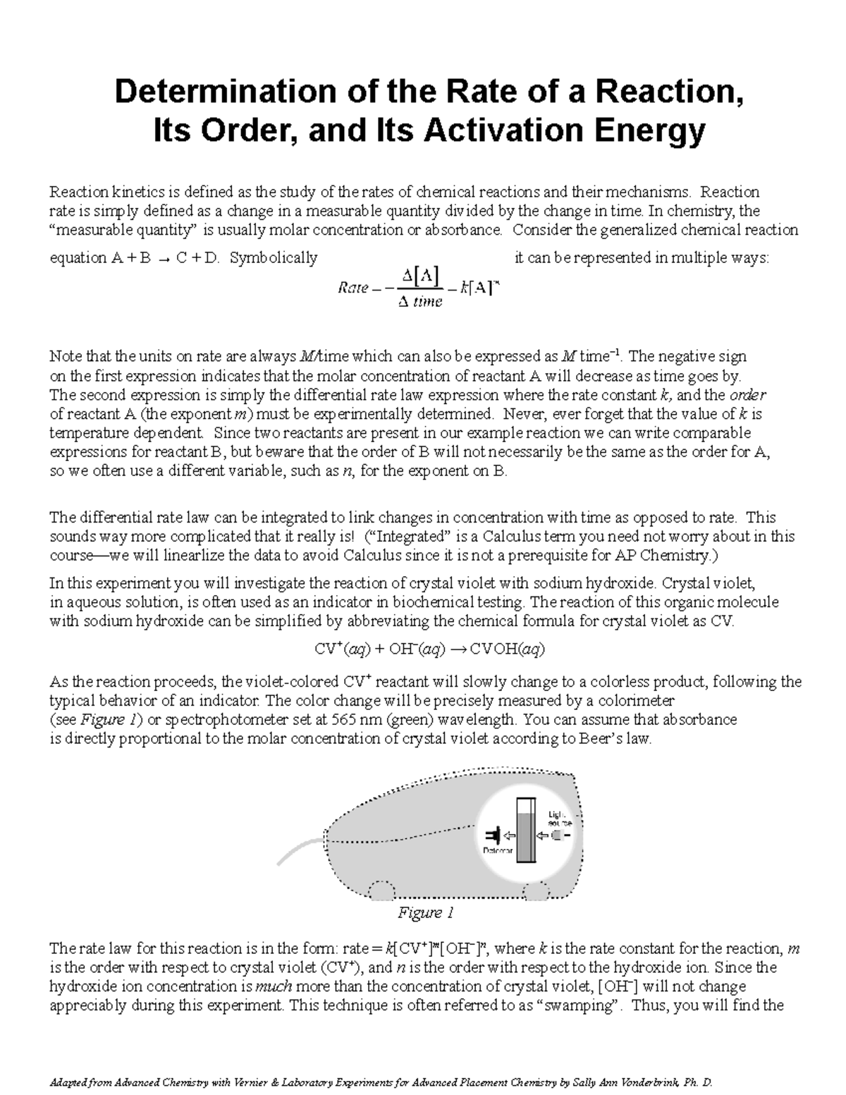 12 AP Chemistry: Determination of Reaction Order & Activation Energy ...
