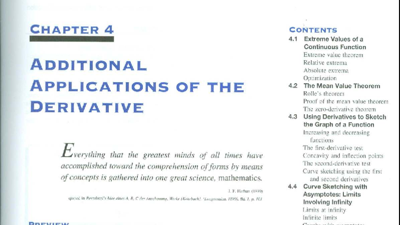 CHAPTER 4 RSO S: Applications of the Derivative in Optimization and ...